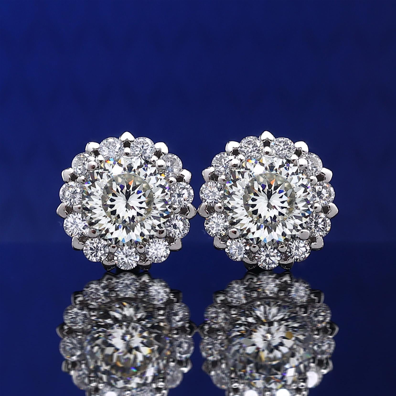 Micro-setting Firework cut Lab created stones detailed ear studs, ster ...