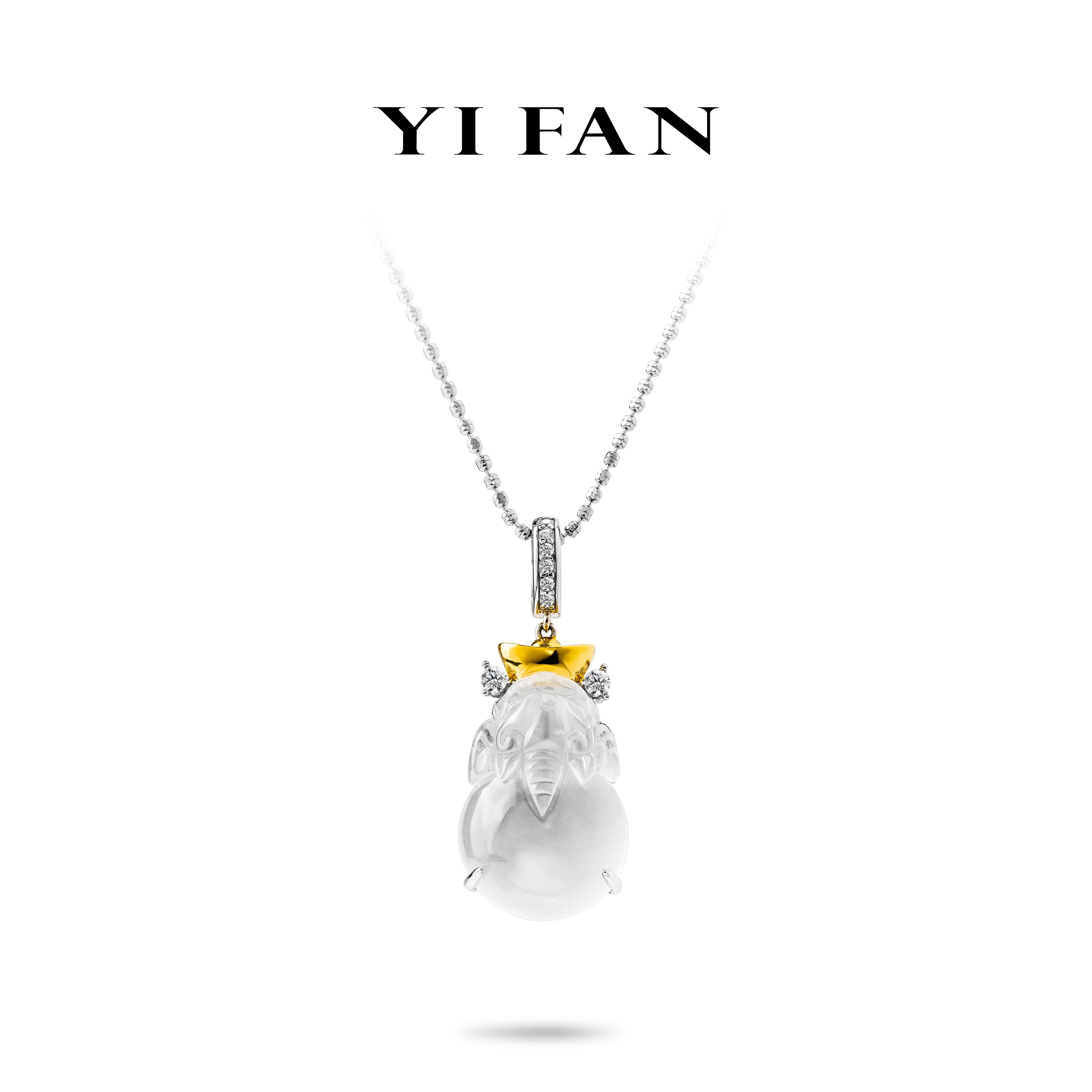 White Jade PiXiu "The mythical wild animal with Golden ingot" Pendant ...