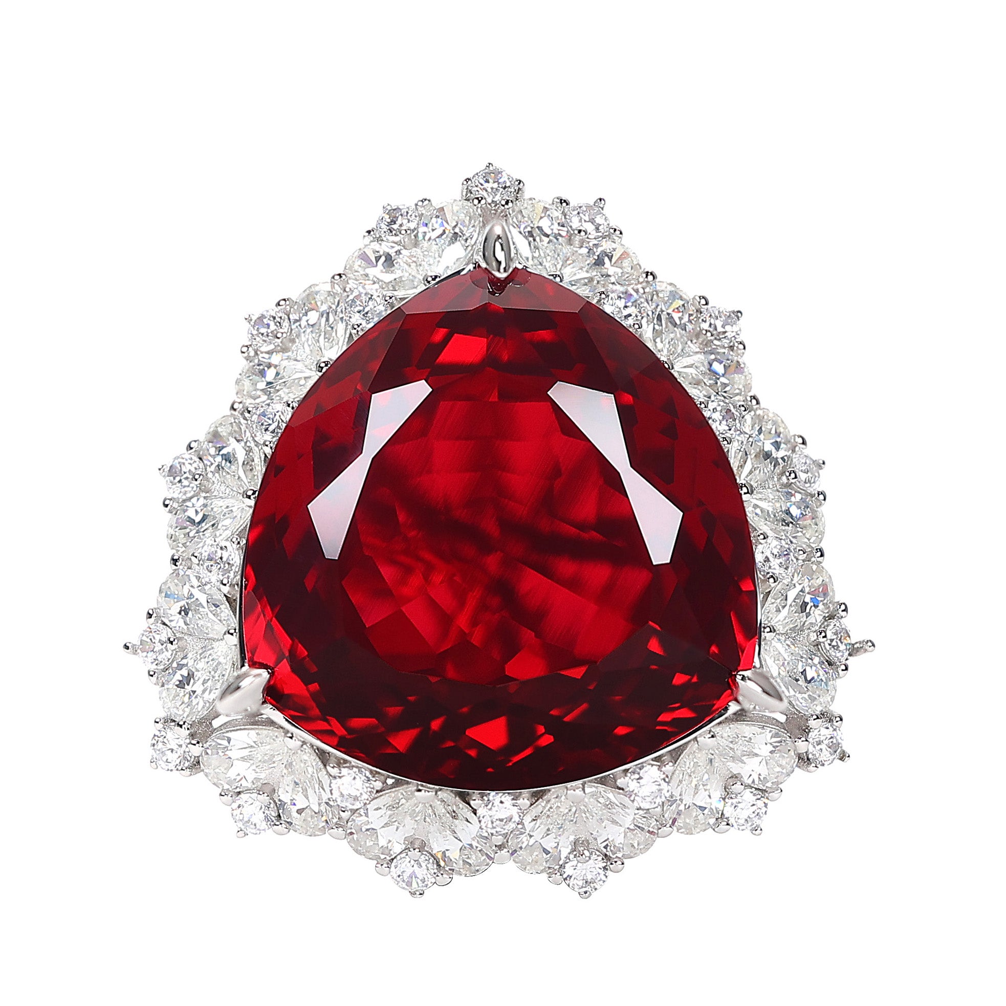 High Jewelry Ruby color collection: Luxury "Heart of the ocean" Red tr ...