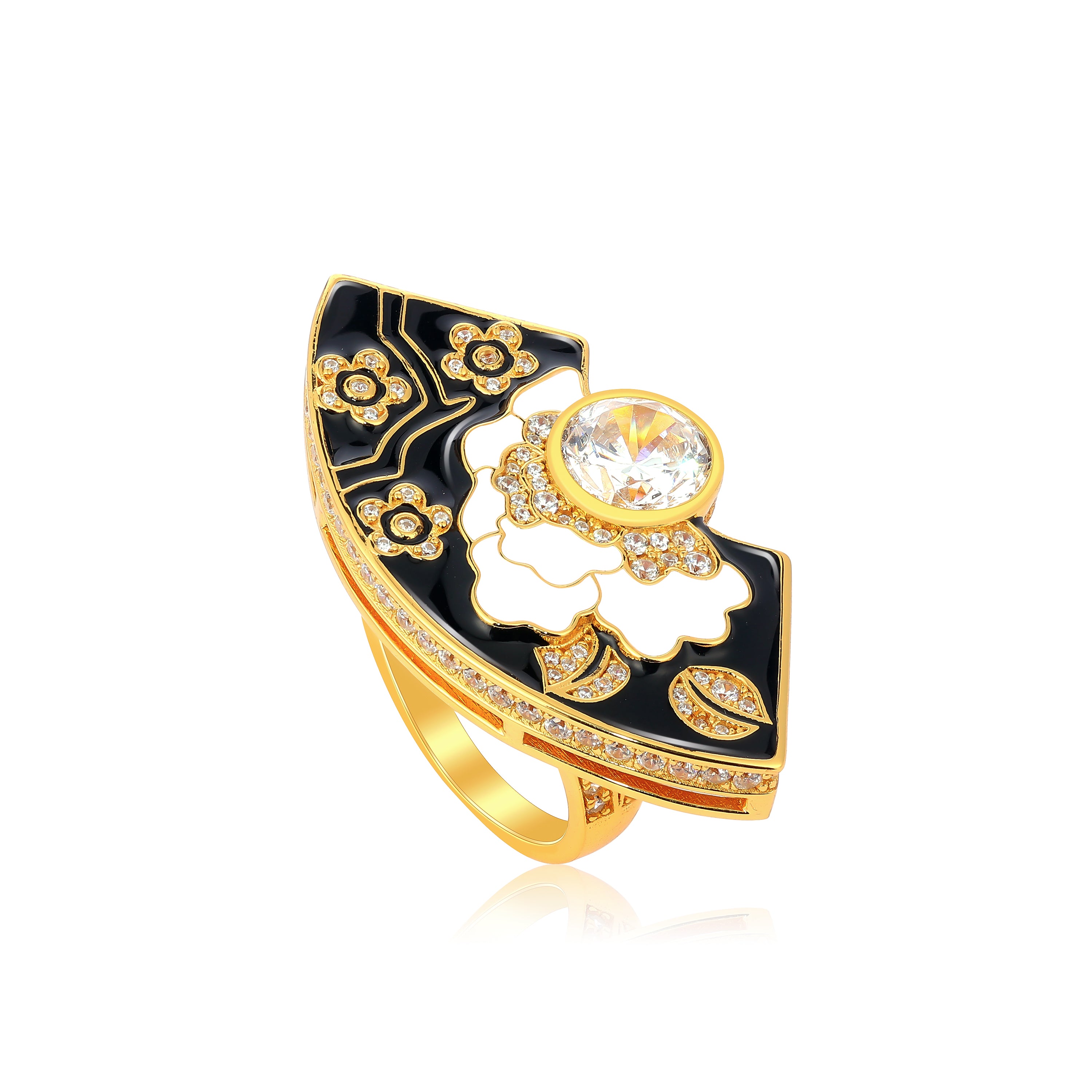 Handmade fashionable and versatile palace style hot-enamel fan Ring ...