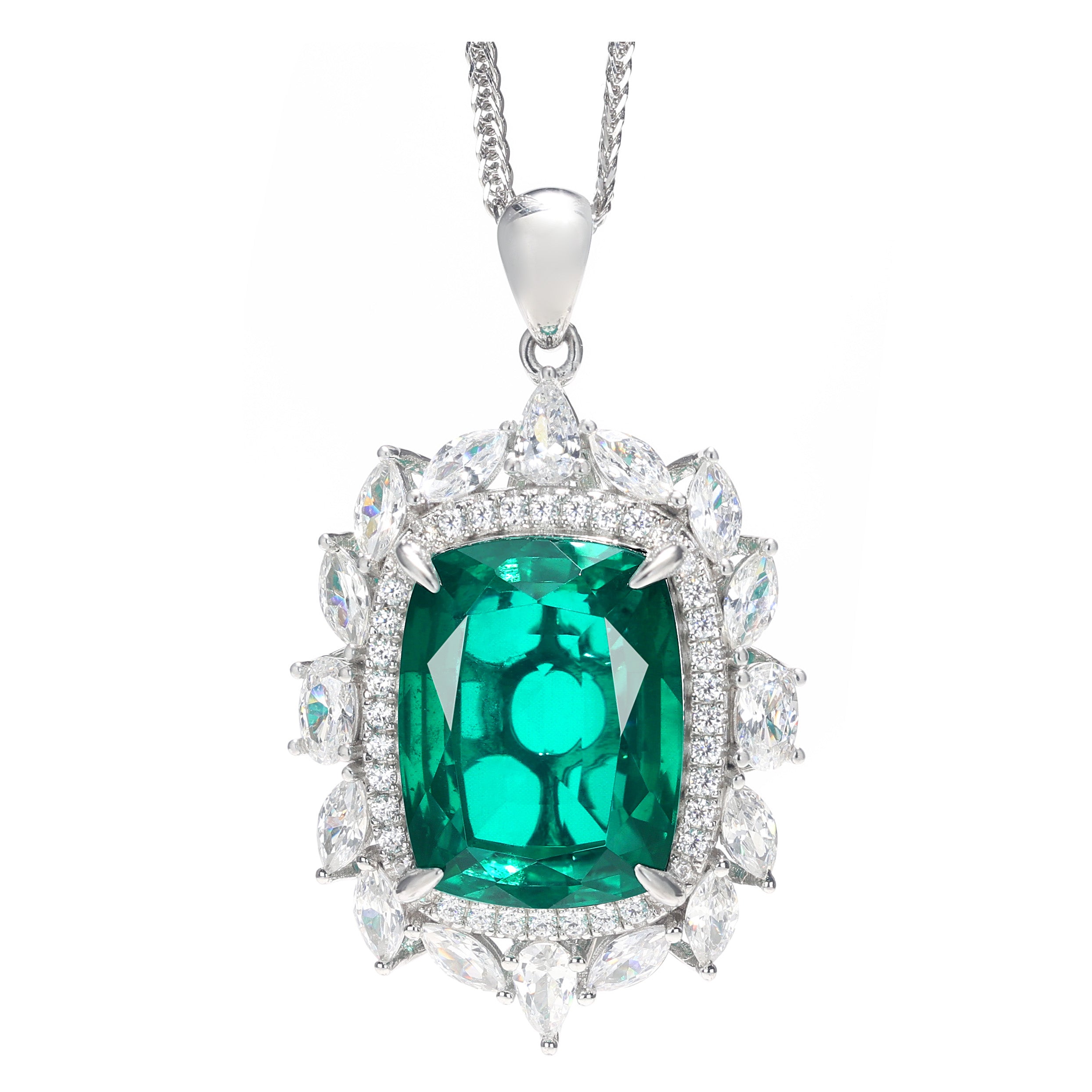Synthetic Emerald collection: Mixed cuts Lace Pendant Necklace ...