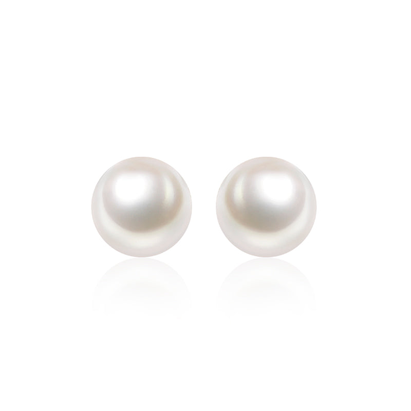 Wedding collection: 20mm White shell pearls ear studs, sterling silver ...