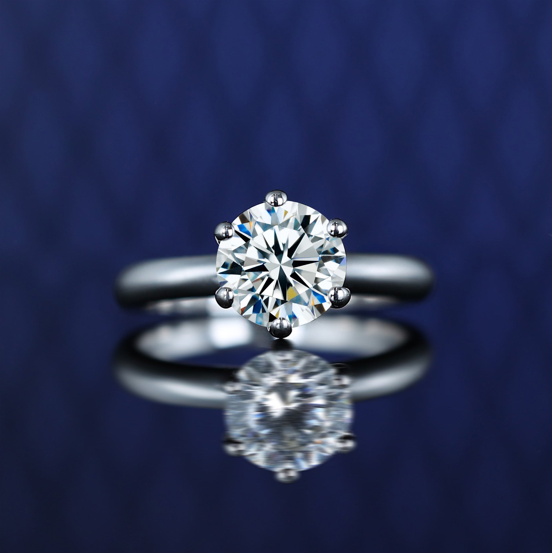 Promotion design: Six prong Round firework cut Lab created stones ring ...