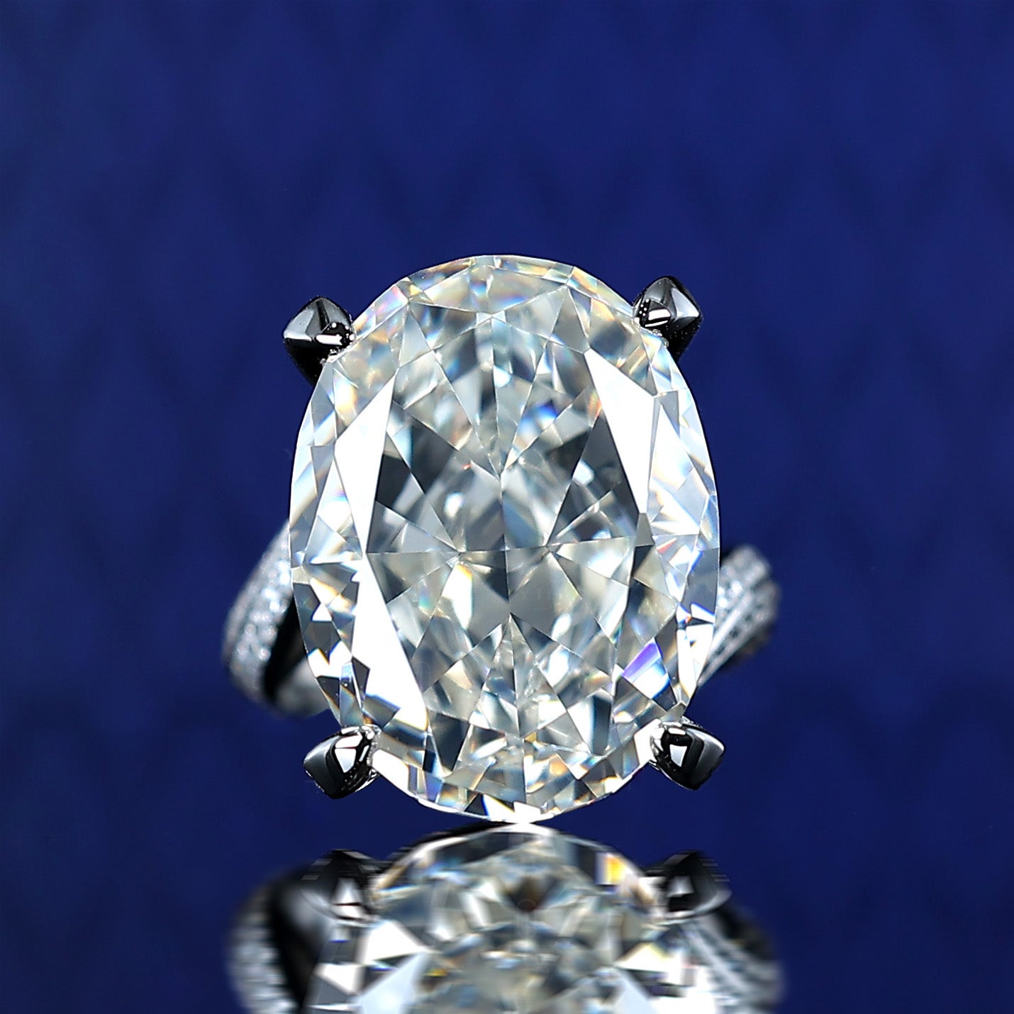 Micro-setting G color Pigeon egg shape Lab created stones ring, sterli ...