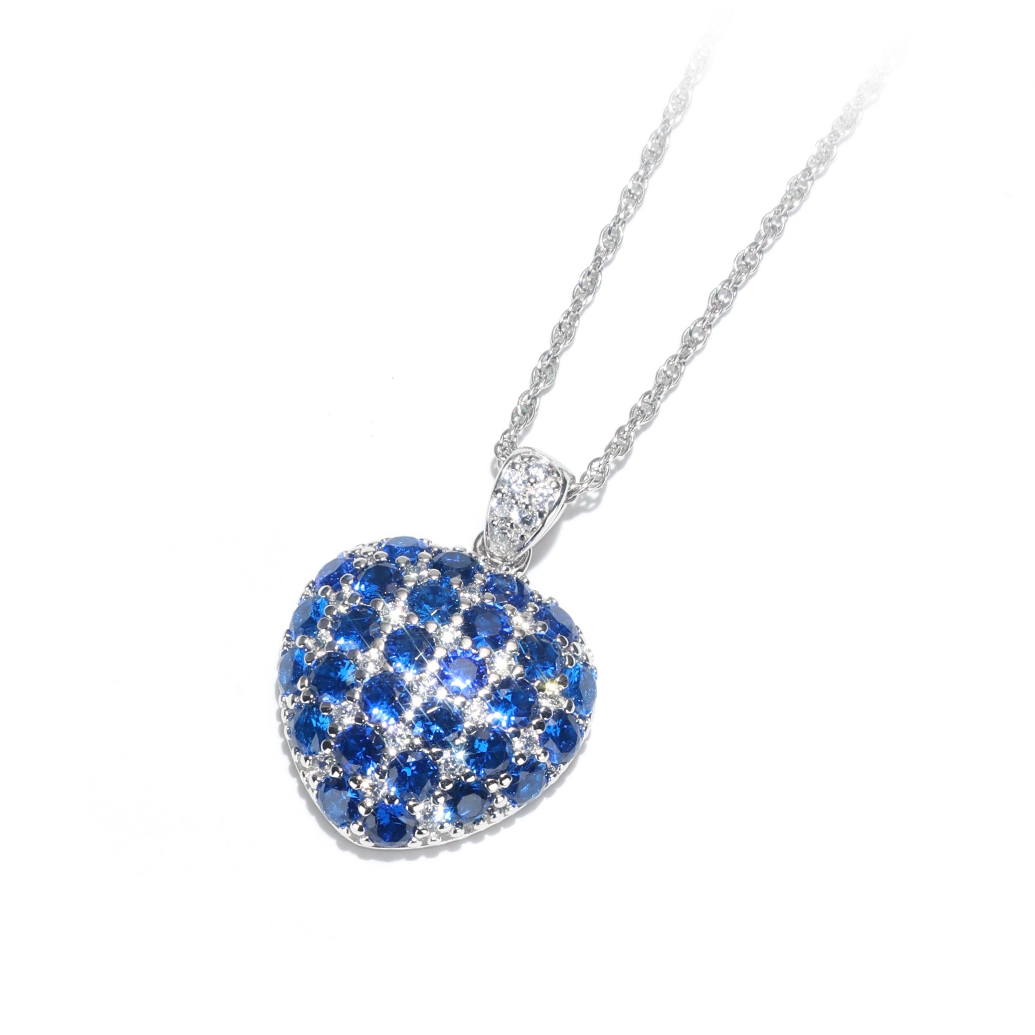 Promotional design Micro-setting Sapphire color Lab created stones hea ...