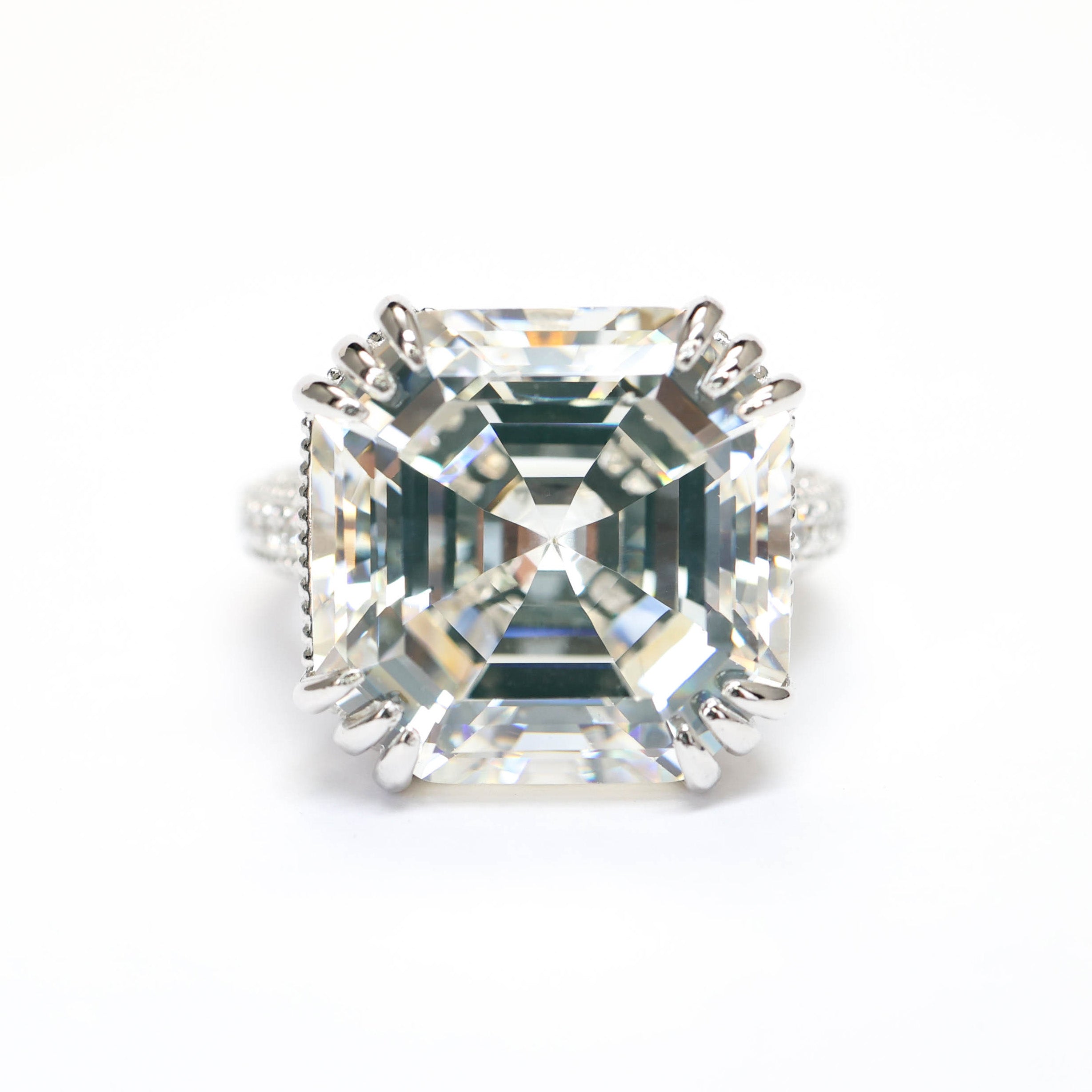 Micro-setting Clear Diamond color Asscher cut Lab created stones 12 pr ...