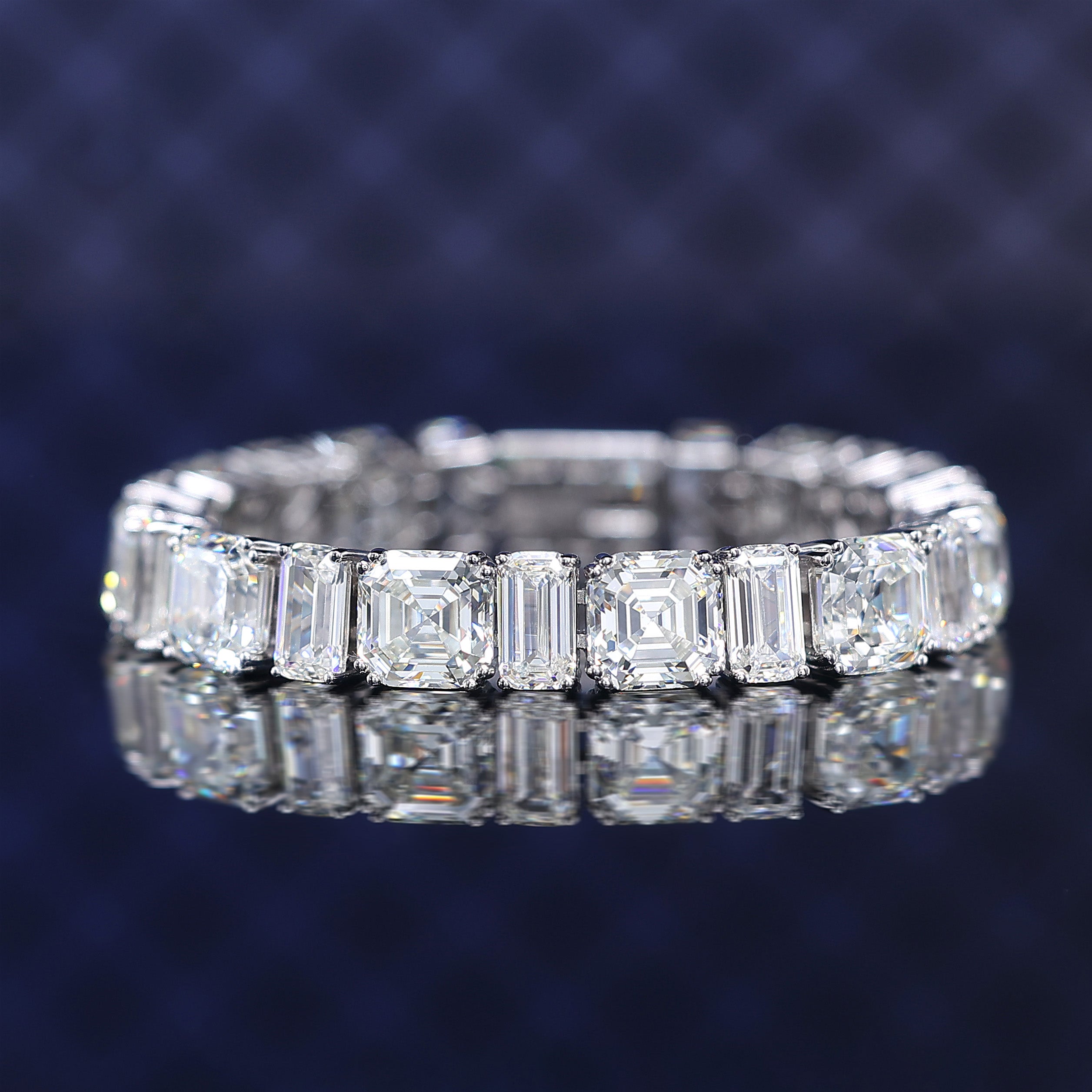 Micro-setting Lab created stones All rivers run into sea bracelet, ste ...