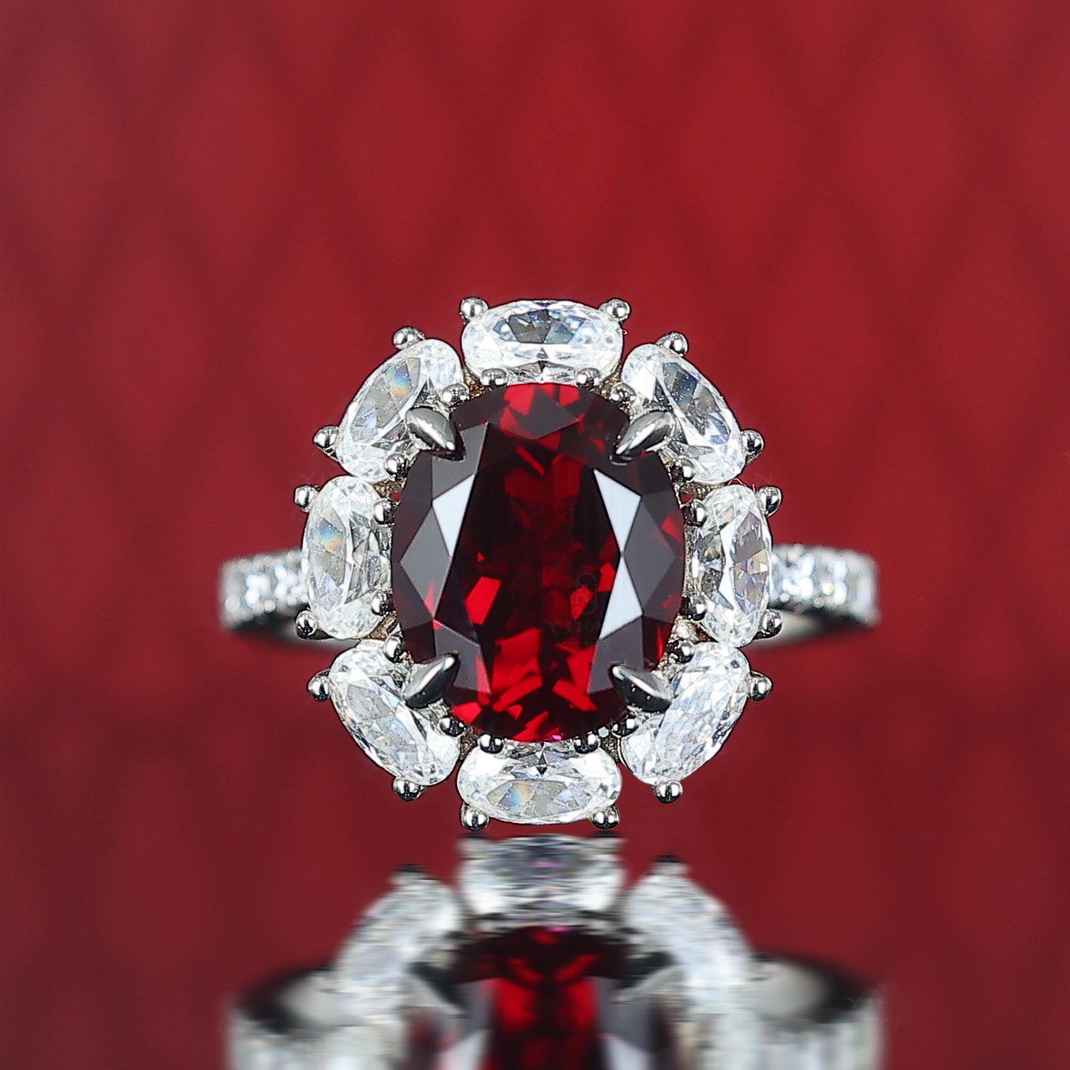 Promotional design Micro-setting Ruby color Lab created stones Diana r ...