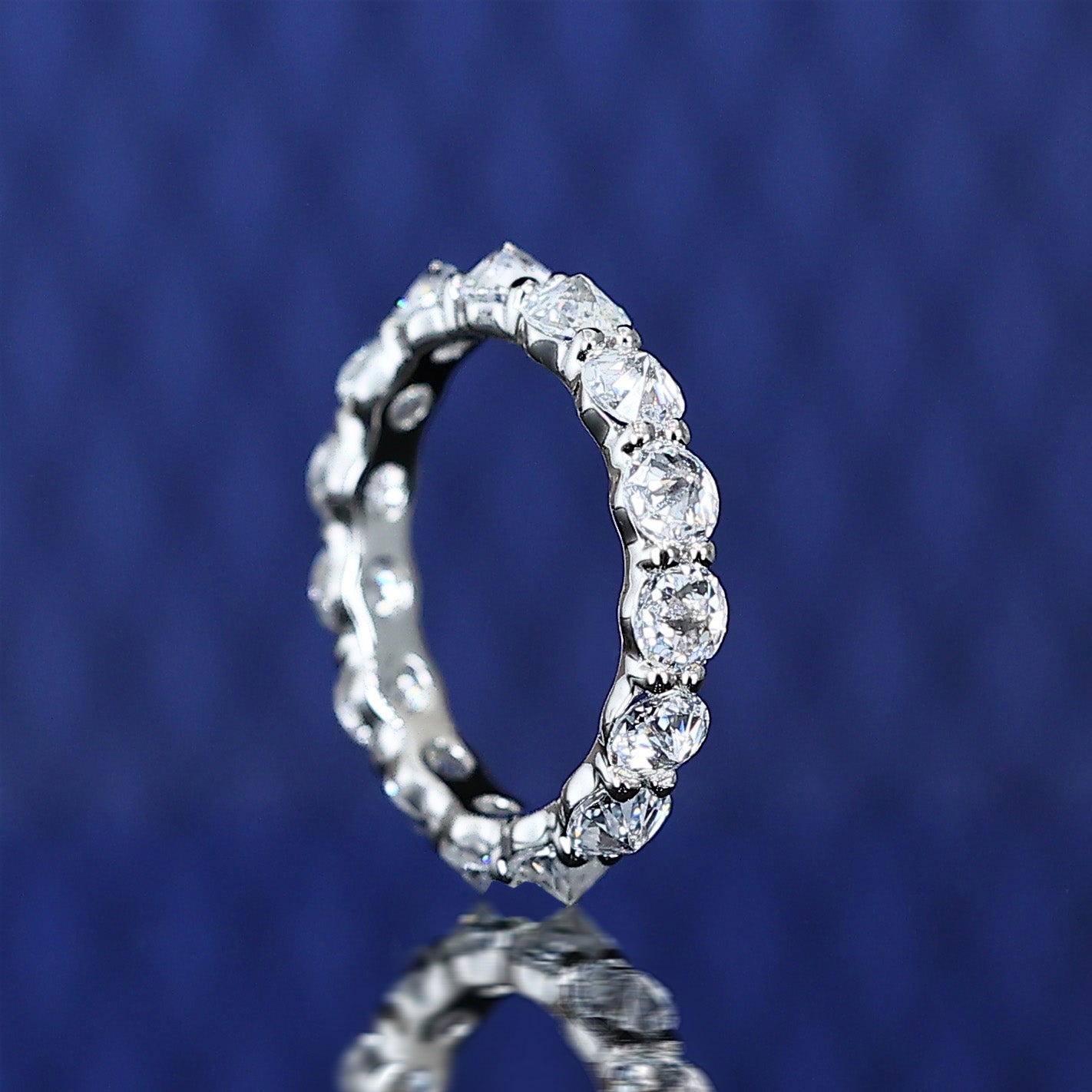 Micro-setting reverse dribs and drabs Lab created stones detailed band ...