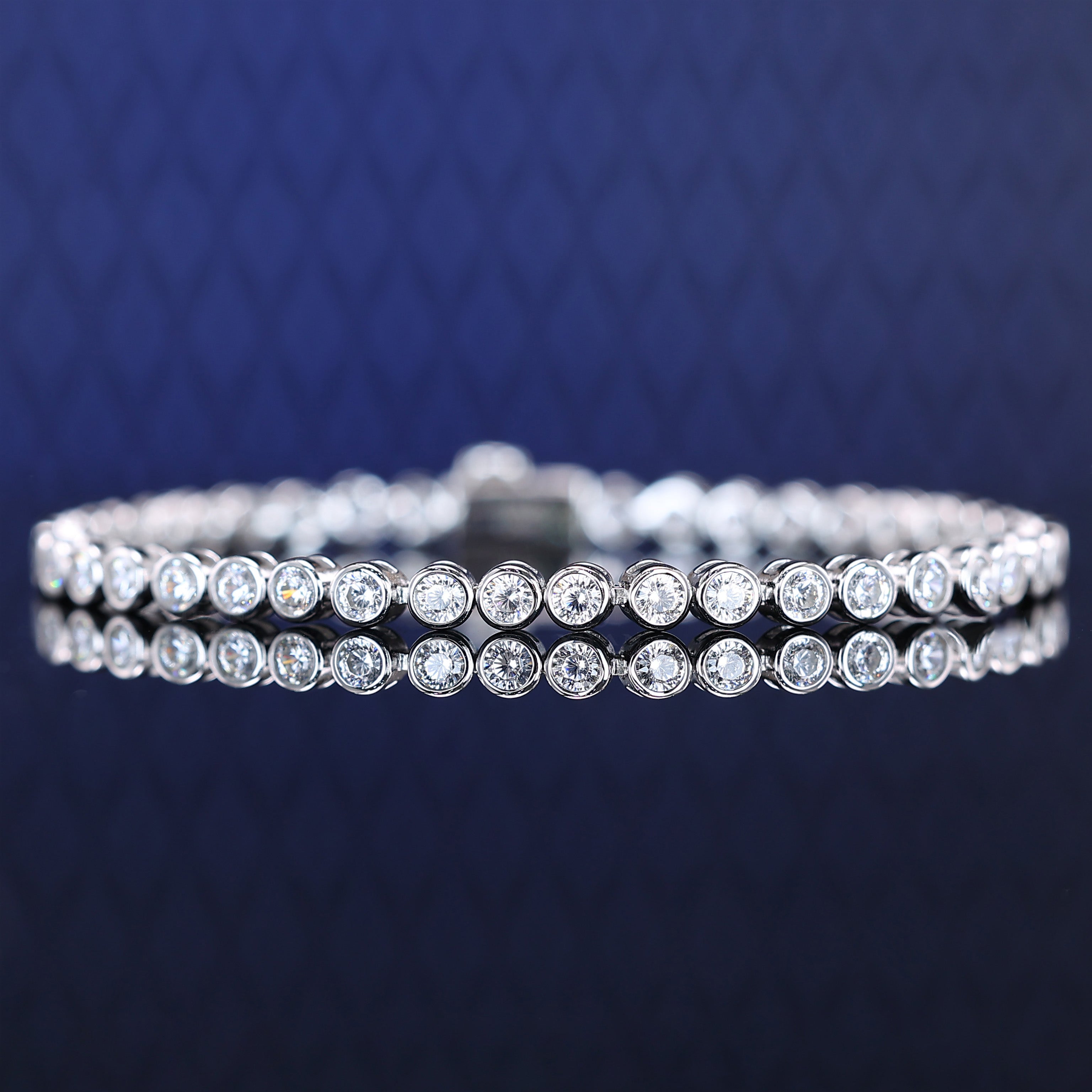 Bezel-setting Lab created stones fully studded Bubble chain bracelet ...