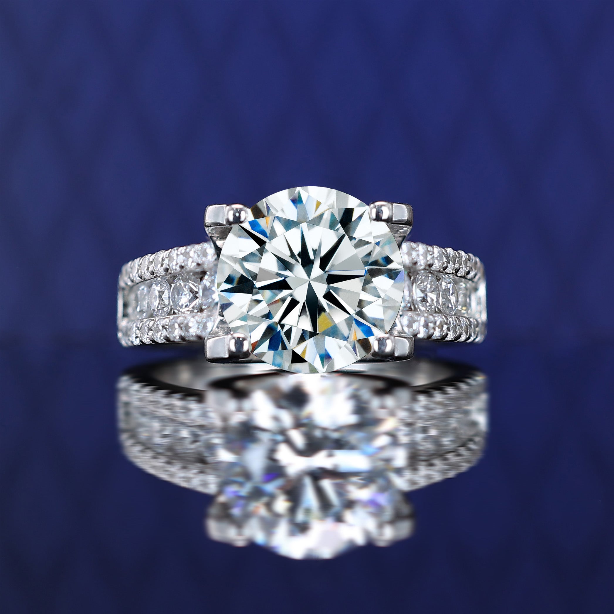 Micro-setting lab created stones OX ring, sterling silver. (5 carat ...