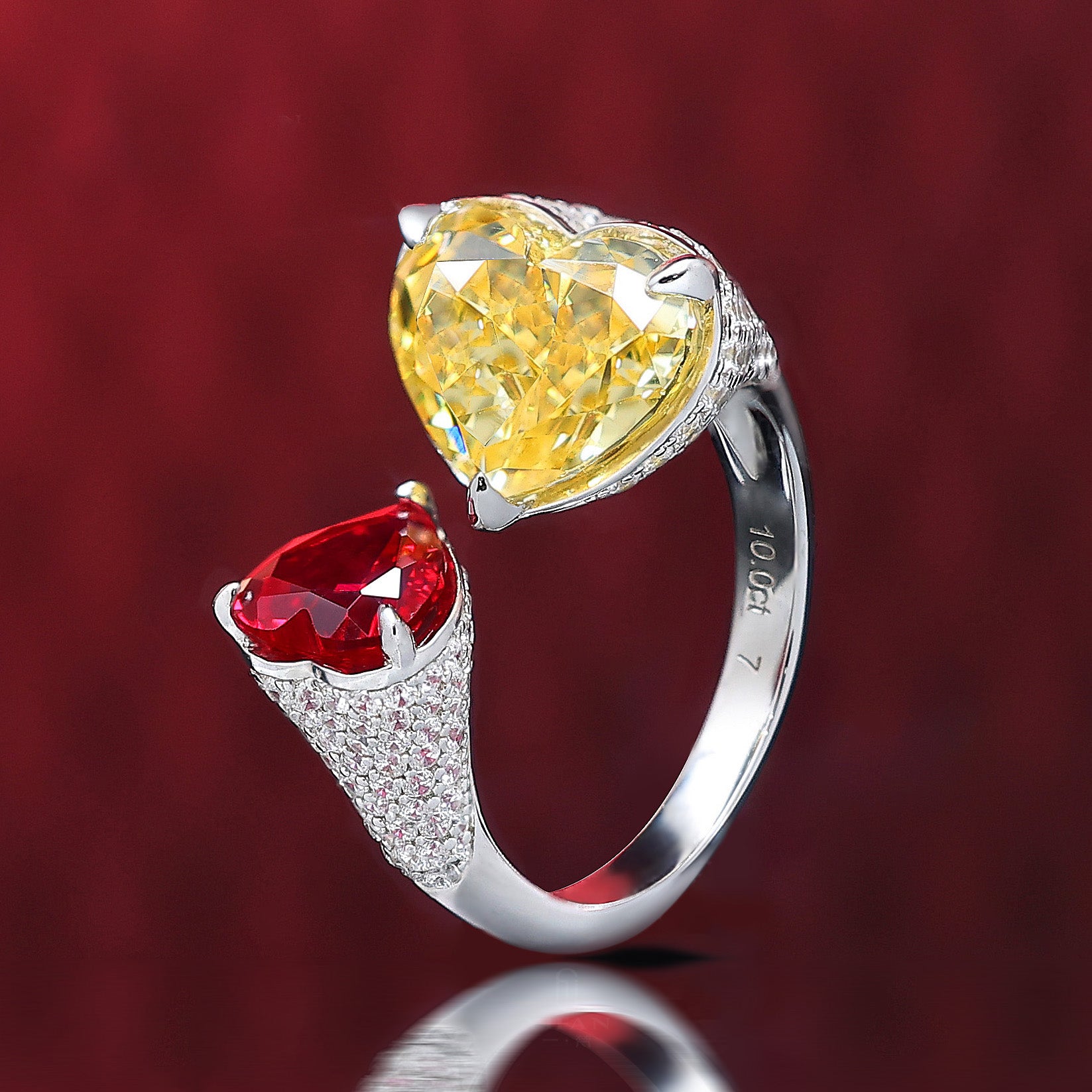 Micro-setting lab created stones Telesthesia ring, sterling silver ...